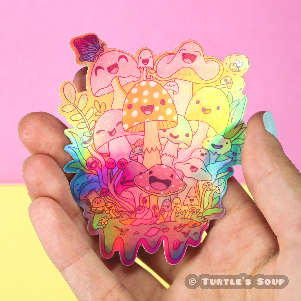 Happy Mushroom Psychedelic Vinyl Sticker (Holographic) – Why I Love ...